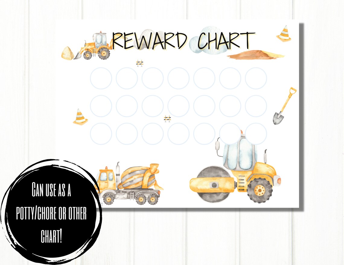 Construction Reward Chart Reward Chart Kids Potty Chart Construction ...