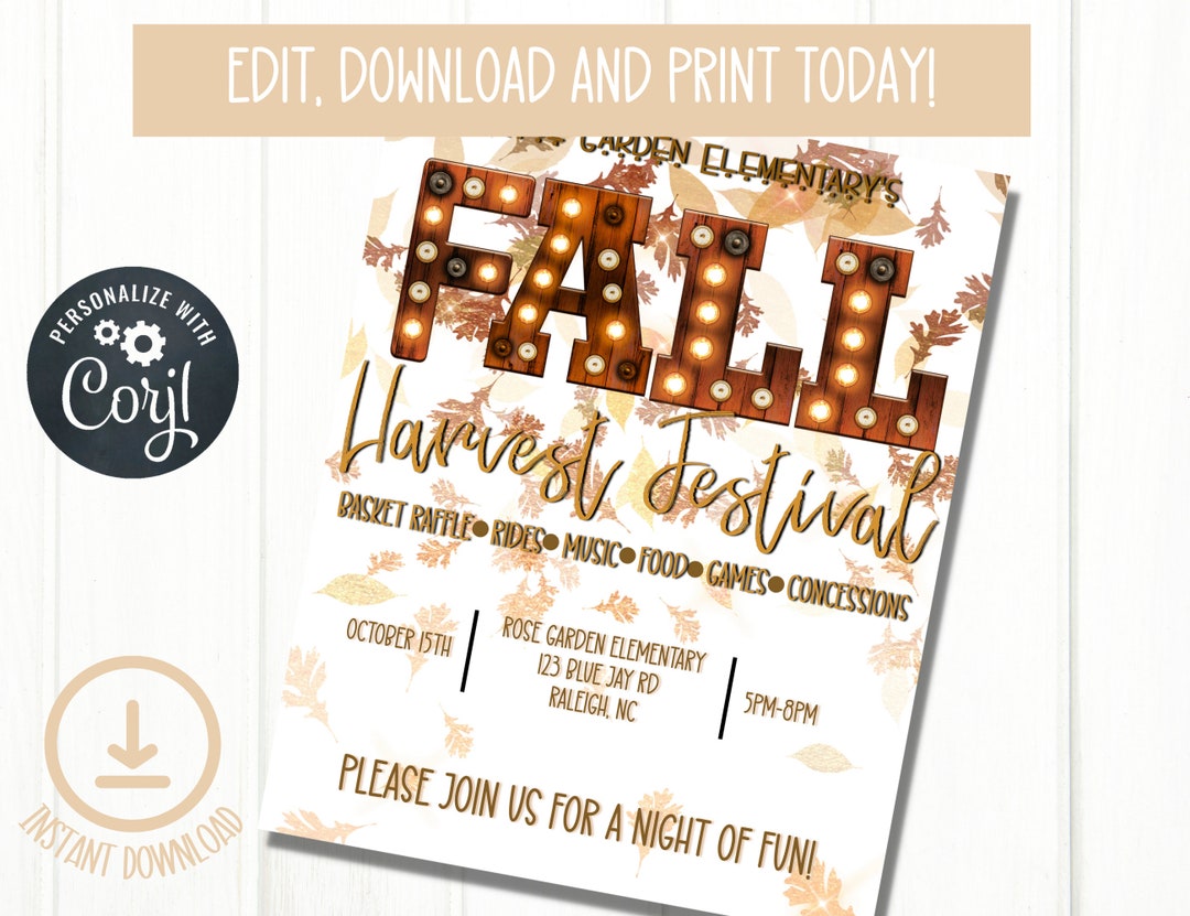 EDITABLE Fall Harvest Festival Flyer, Fall Event Flyer, Fall Carnival ...