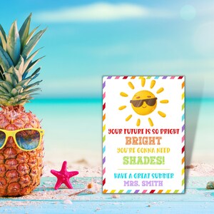 Editable Future so Bright You Gotta Wear Shades Gift Tag, End of Year ...