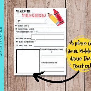 All About My Teacher | Teacher Appreciation Week | End of Year Teacher ...