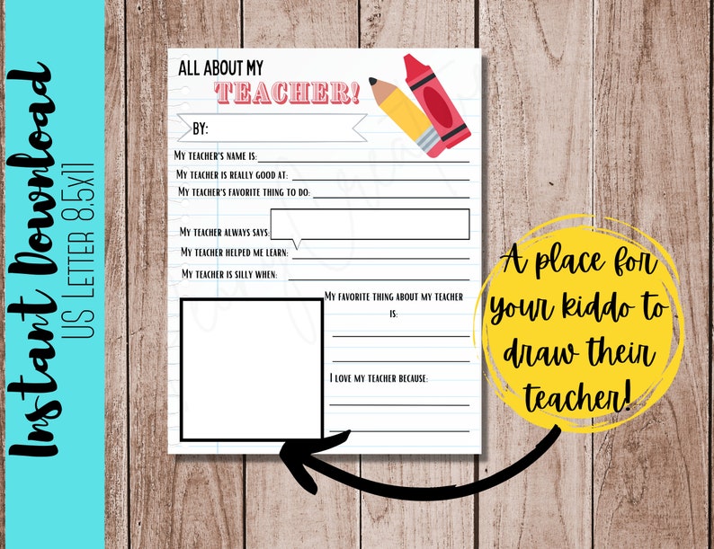 All About My Teacher | Teacher Appreciation Week | End of Year Teacher ...