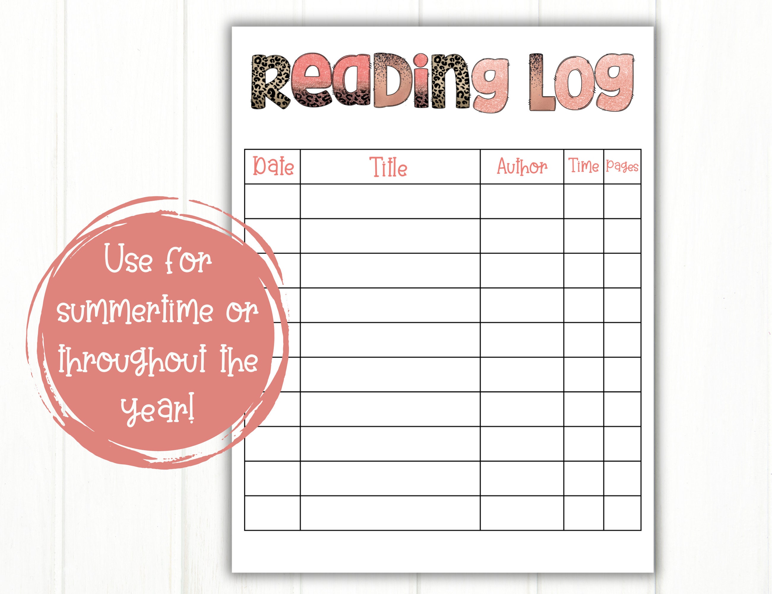 Kids Reading Log, Summer Reading Log, Printable, Homeschool Reading Log ...