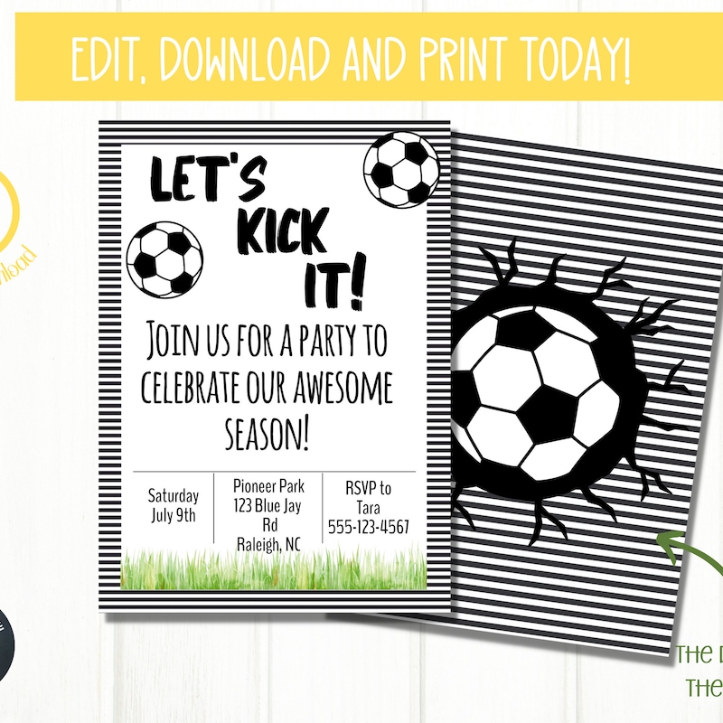 Soccer Party Invite - Etsy