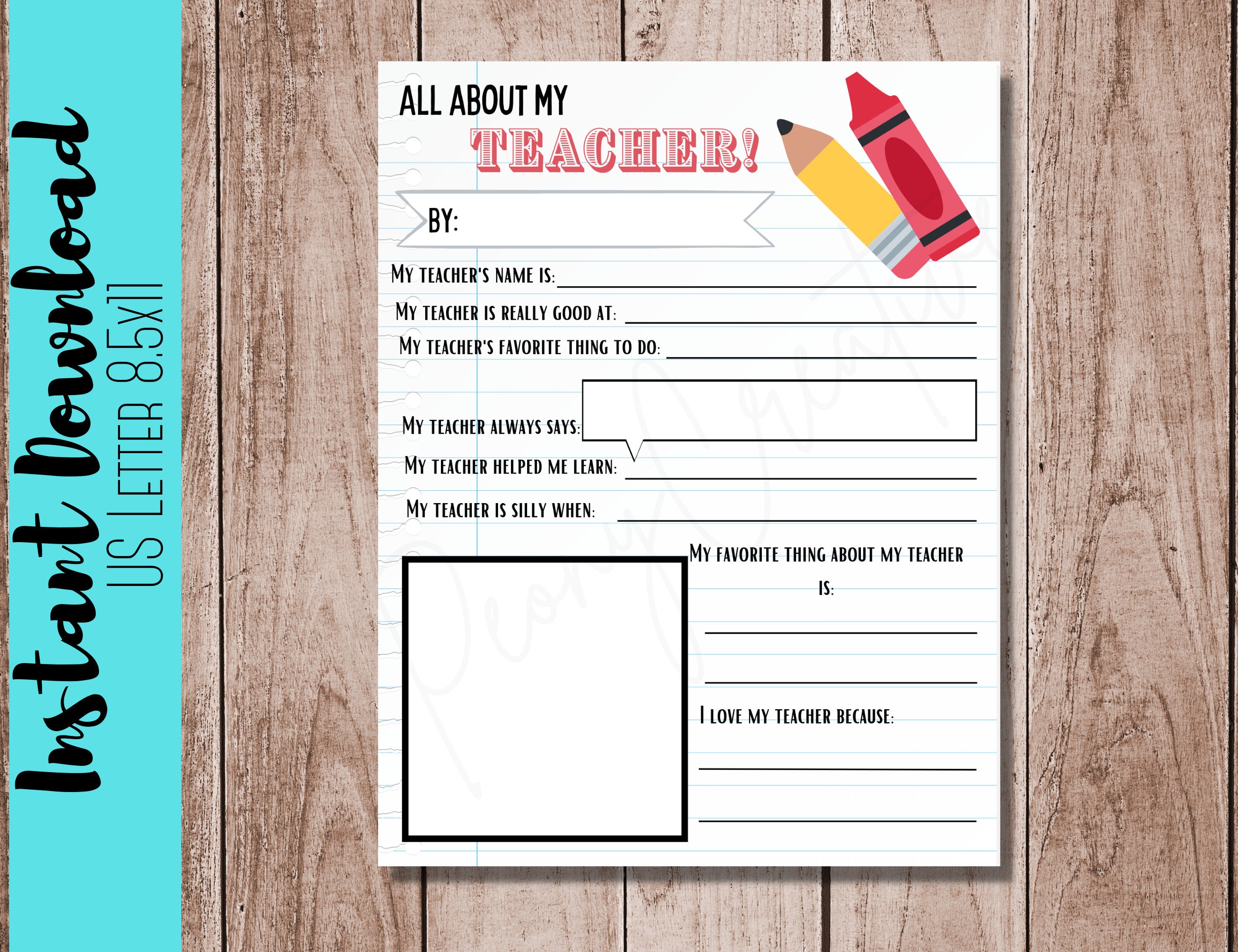 All About My Teacher | Teacher Appreciation Week | End of Year Teacher ...
