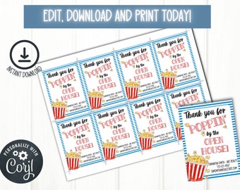 Realtor Popcorn Tags Open House Real Estate Thank You Gift - Etsy