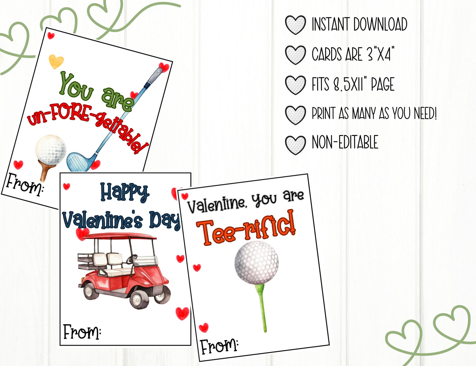 Golf Valentines, Kids Valentines Day Cards - Etsy