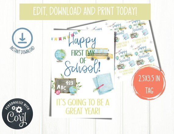 EDITABLE First Day of School Tag First Day Tag Editable - Etsy