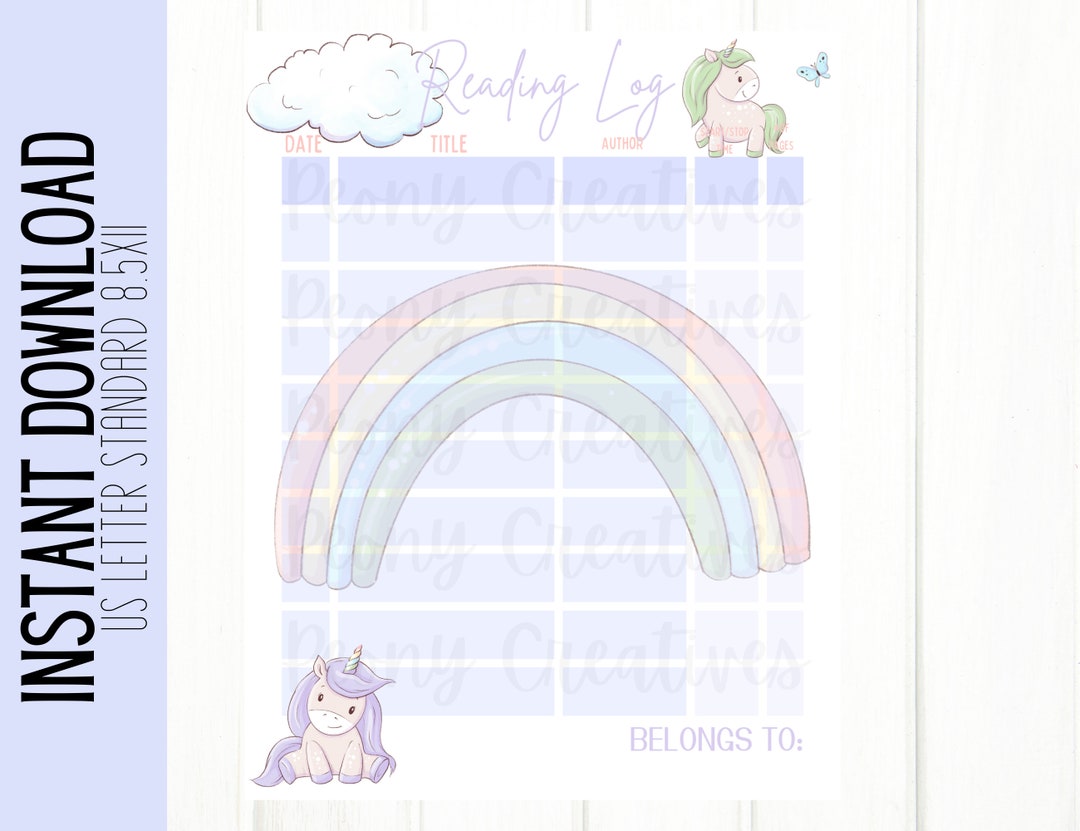 Kids Unicorn Reading Log, Kids Reading Log, Printable, Homeschool ...