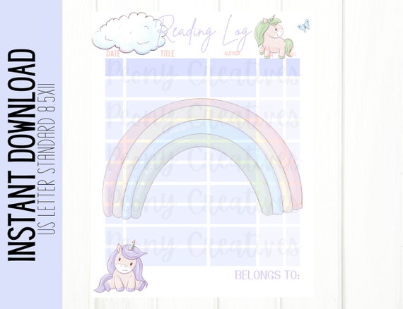 Kids Unicorn Reading Log Kids Reading Log Printable - Etsy