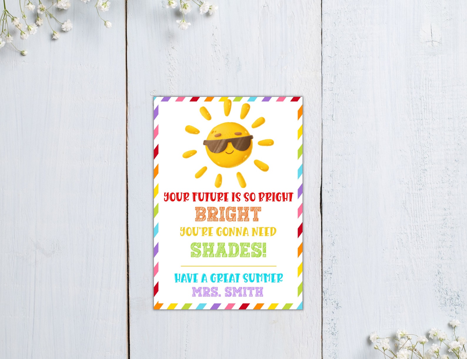 Editable Future so Bright You Gotta Wear Shades Gift Tag, End of Year ...