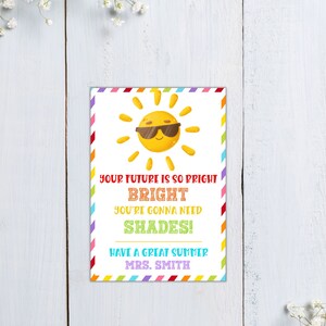 Editable Future so Bright You Gotta Wear Shades Gift Tag, End of Year ...