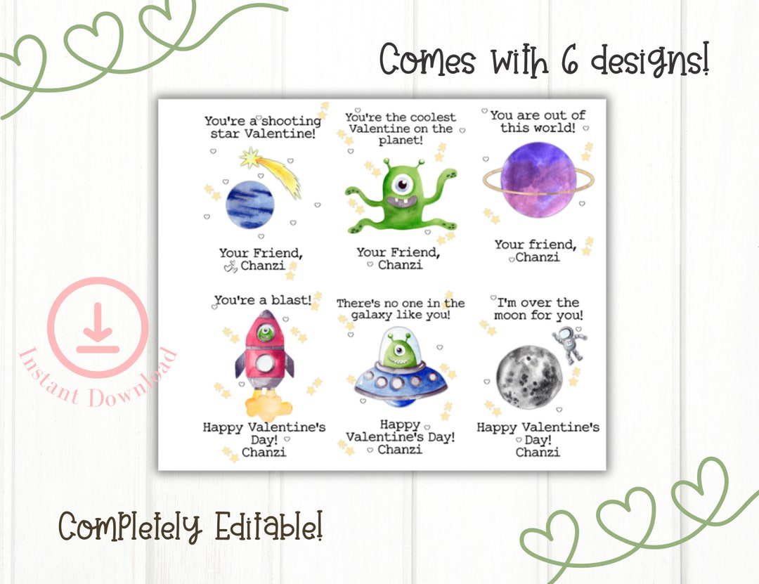 Editable Space Themed Valentines Day Card - Etsy
