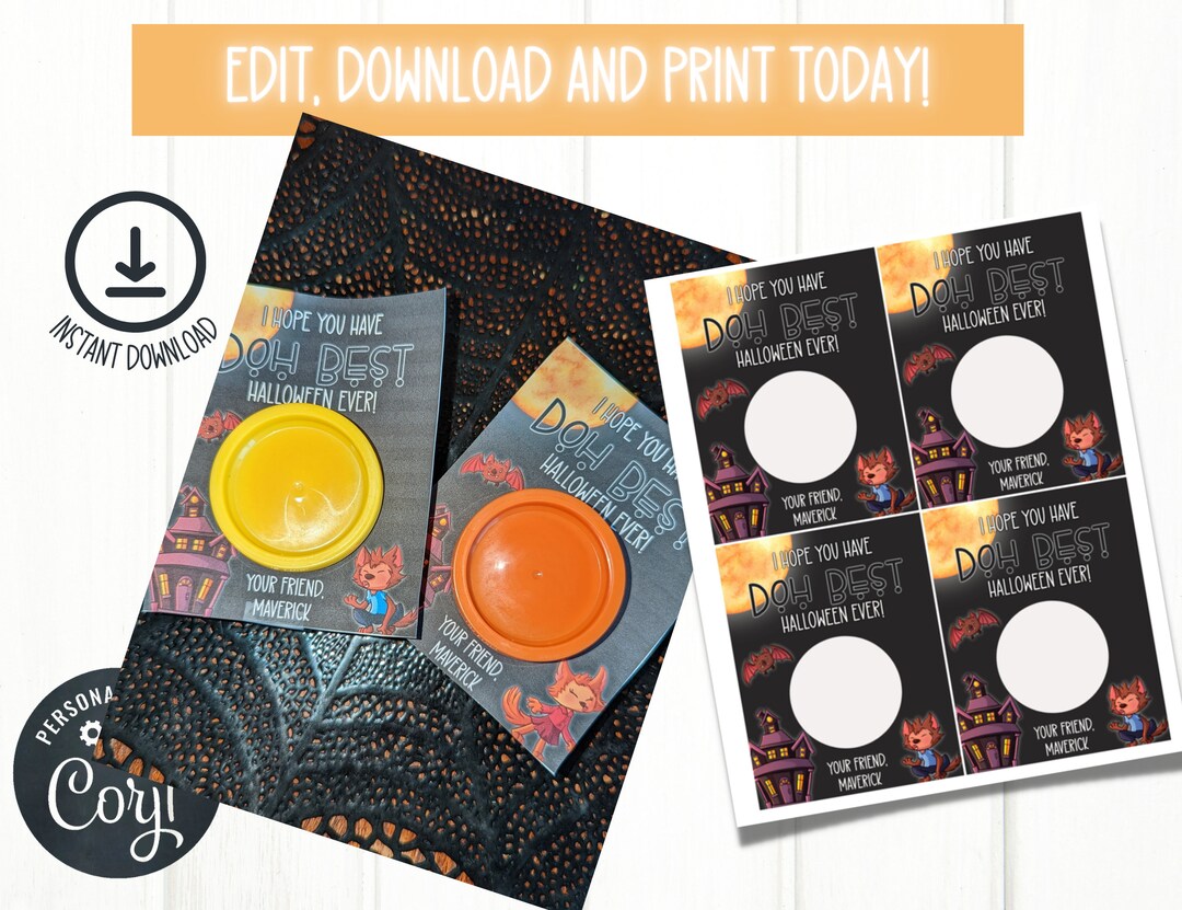 Editable Play Doh Halloween Favor, Halloween Non-candy Treat, Classroom ...