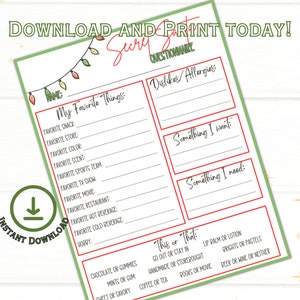 Secret Santa Printable, Printable Secret Santa List, Sign Up - Etsy