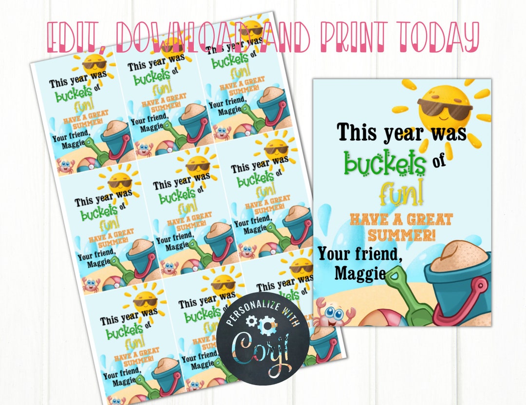 Editable This Year Was Buckets of Fun Have a Great Summer Tag, End of ...