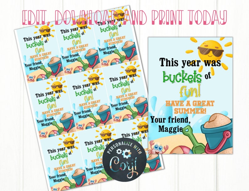Editable This Year Was Buckets of Fun Have a Great Summer Tag, End of ...