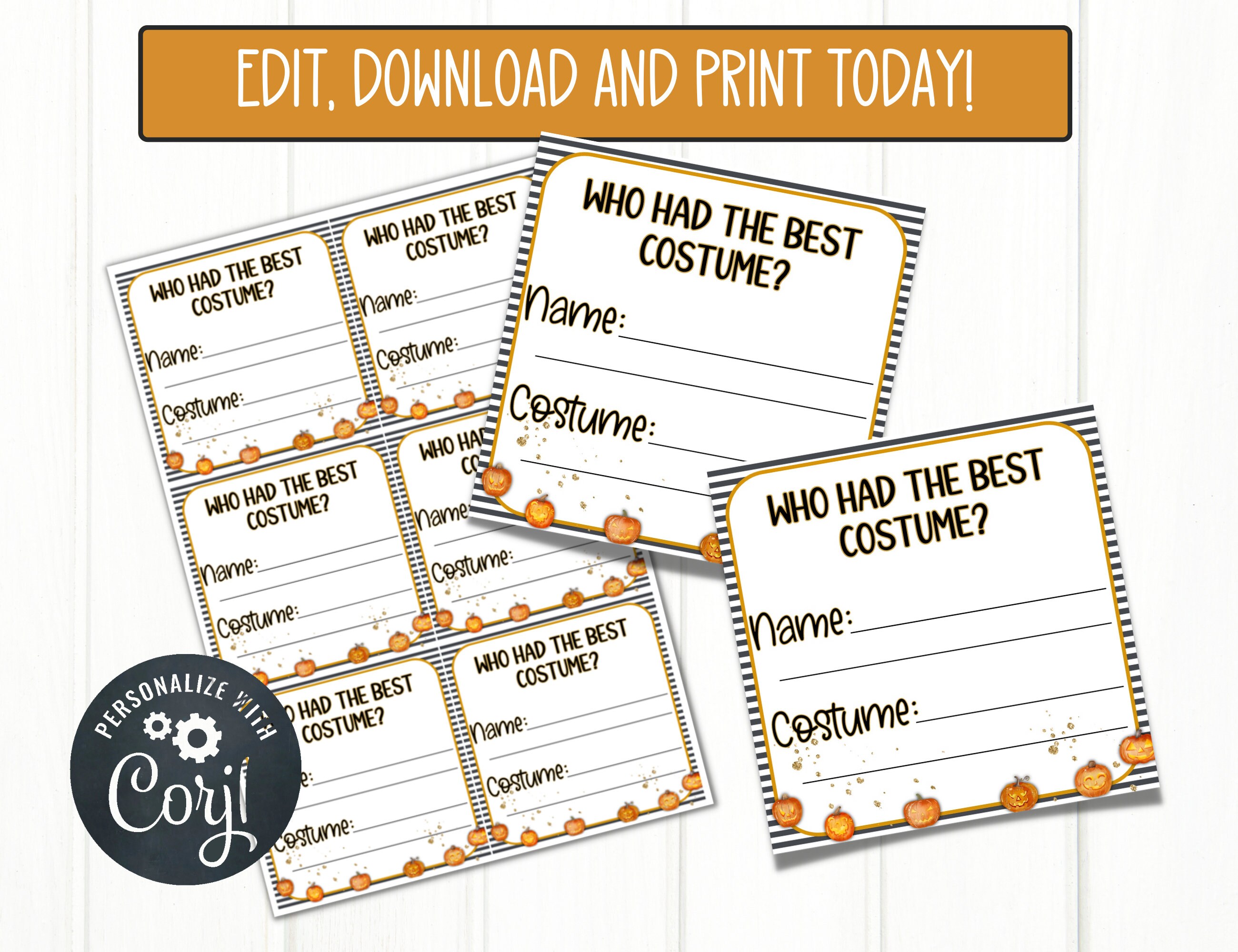 Costume Contest Sign and Voting Cards - Etsy