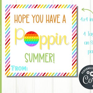 EDITABLE Poppin Summer Tag | End of Year Tag | Last Day of School Tag ...