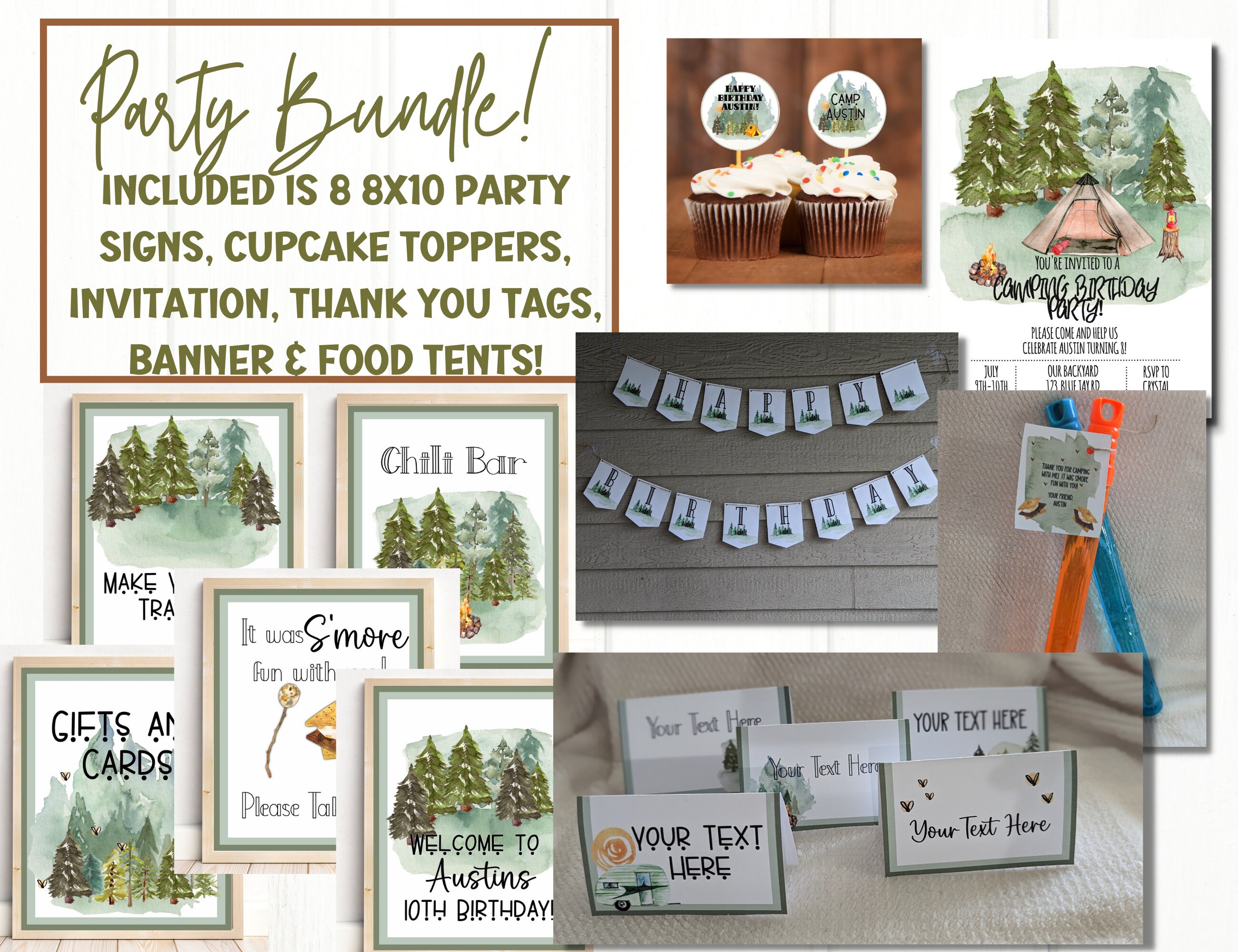 Editable Camping Birthday Party Bundle Camping Invite - Etsy