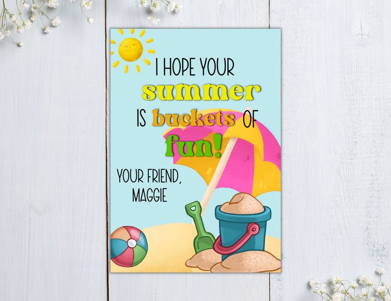 Editable End of Year Summer Tag, I Hope You Have Buckets of Fun - Etsy