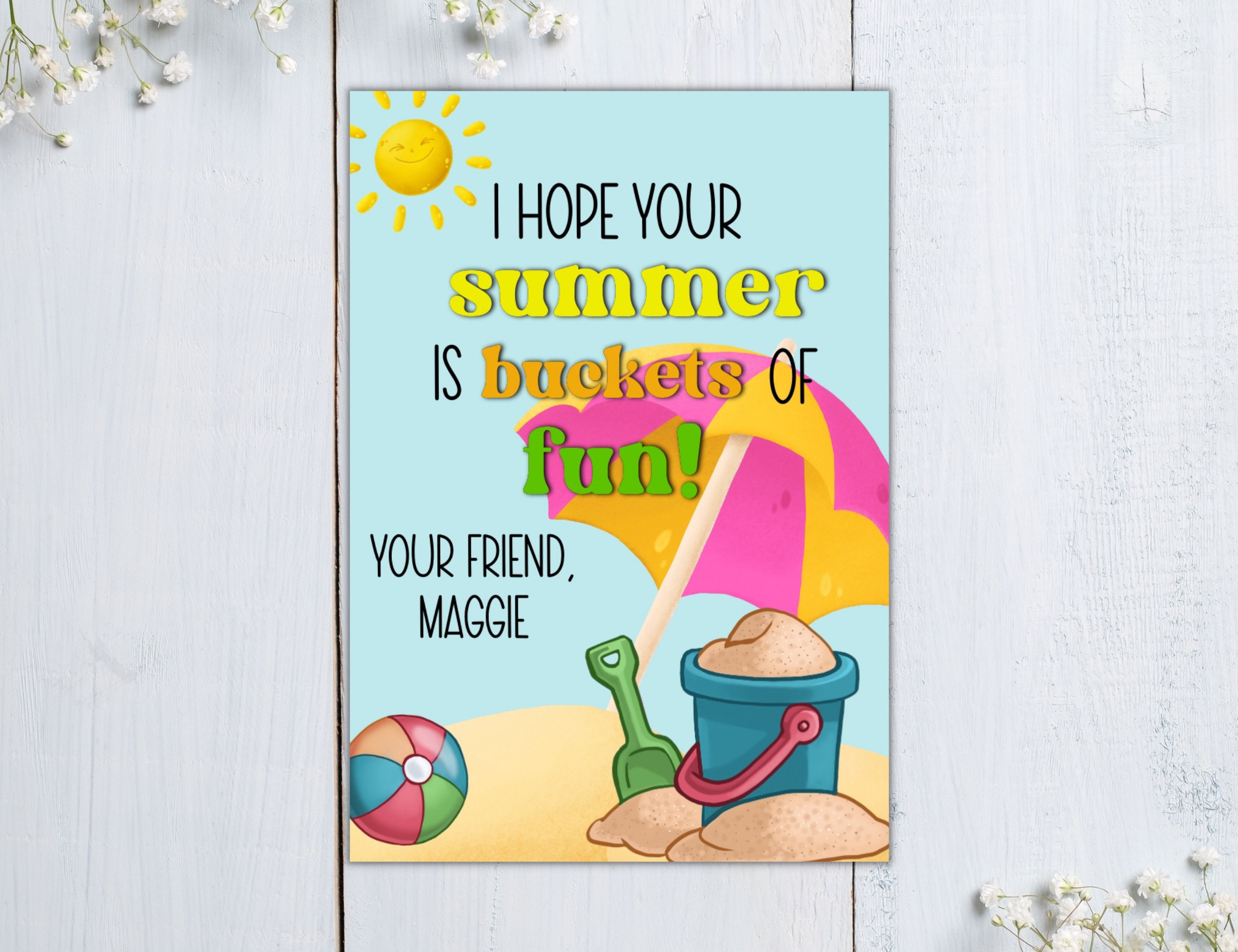 Editable End of Year Summer Tag, I Hope You Have Buckets of Fun - Etsy