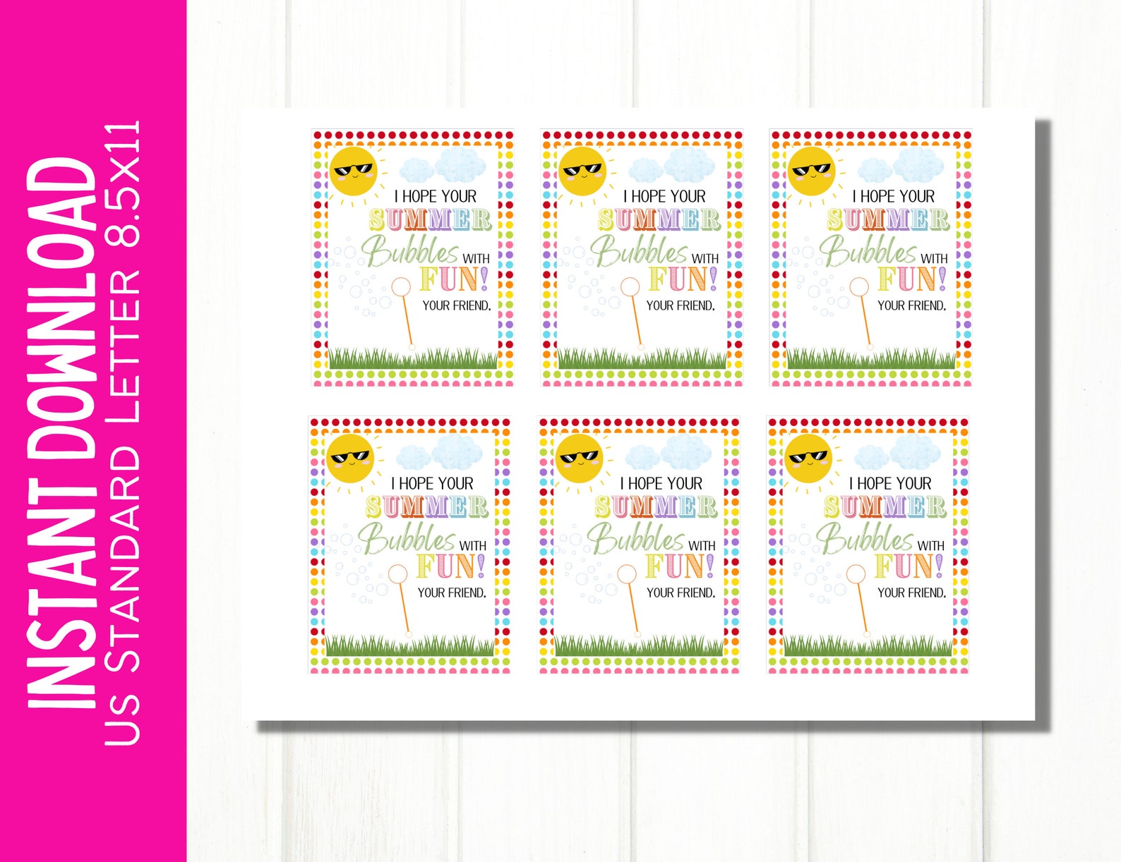 Summer Gift Tag | I Hope Your Summer Bubbles With Fun | End of Year Tag ...