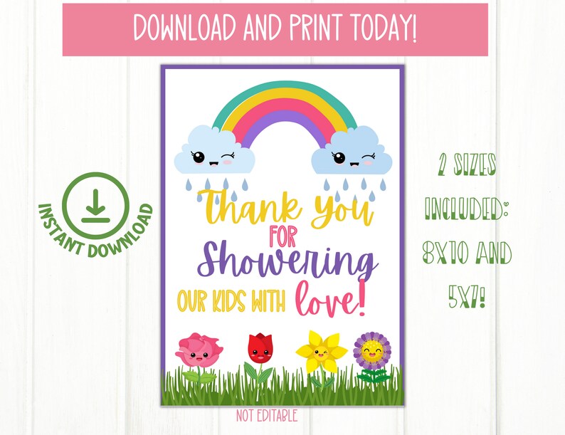 Thank You for Showering Our Kids With Love Sign, Teacher Appreciation ...