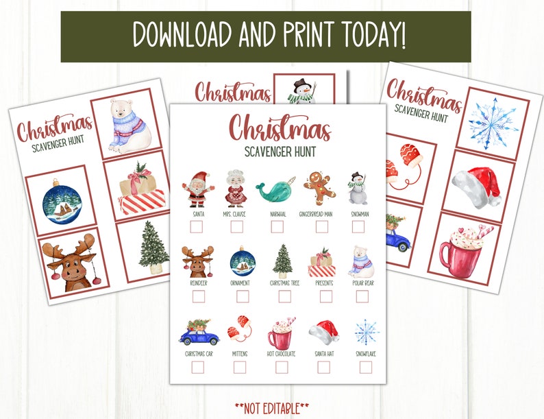 Christmas Scavenger Hunt, Kids Christmas Game, Classroom Christmas Game ...