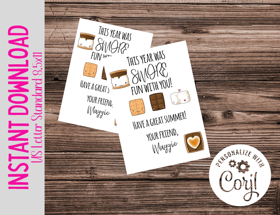 EDITABLE Smore's Tag | End of Year Tag | Last Day of School Tag | Party ...