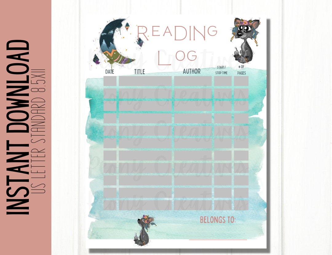 Kids Wolf Reading Log, Summer Reading Log, Printable, Homeschool ...