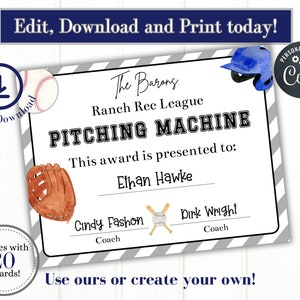 Editable Baseball Award Certificates, Baseball End of Season Awards 2 ...