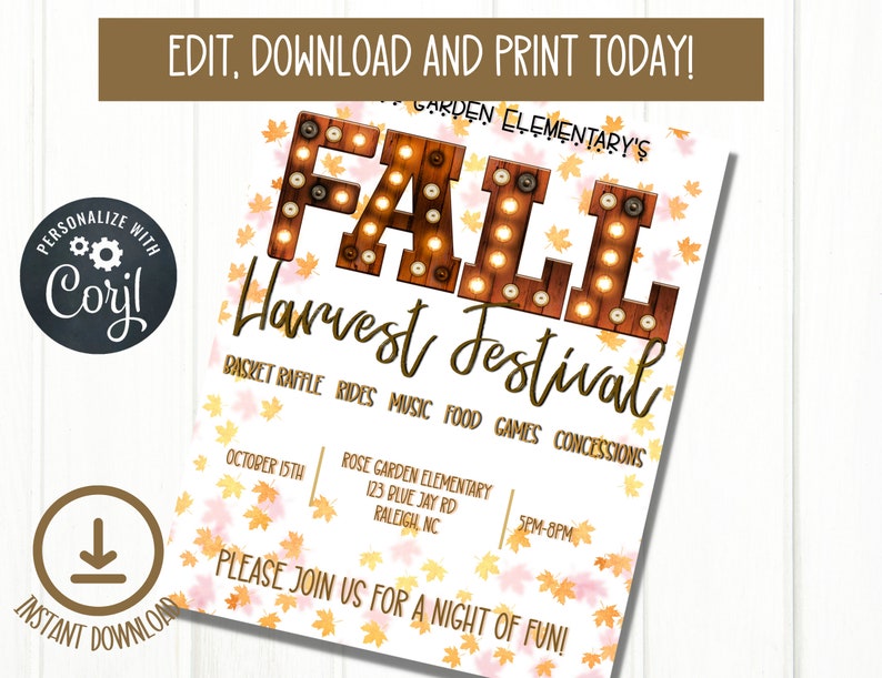 EDITABLE Fall Harvest Festival Flyer, Fall Event Flyer, Fall Carnival ...