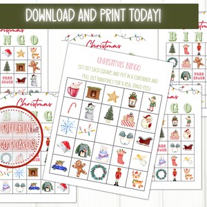 Printable Christmas Bingo Game, 30 Printable Bingo Cards, Classroom ...