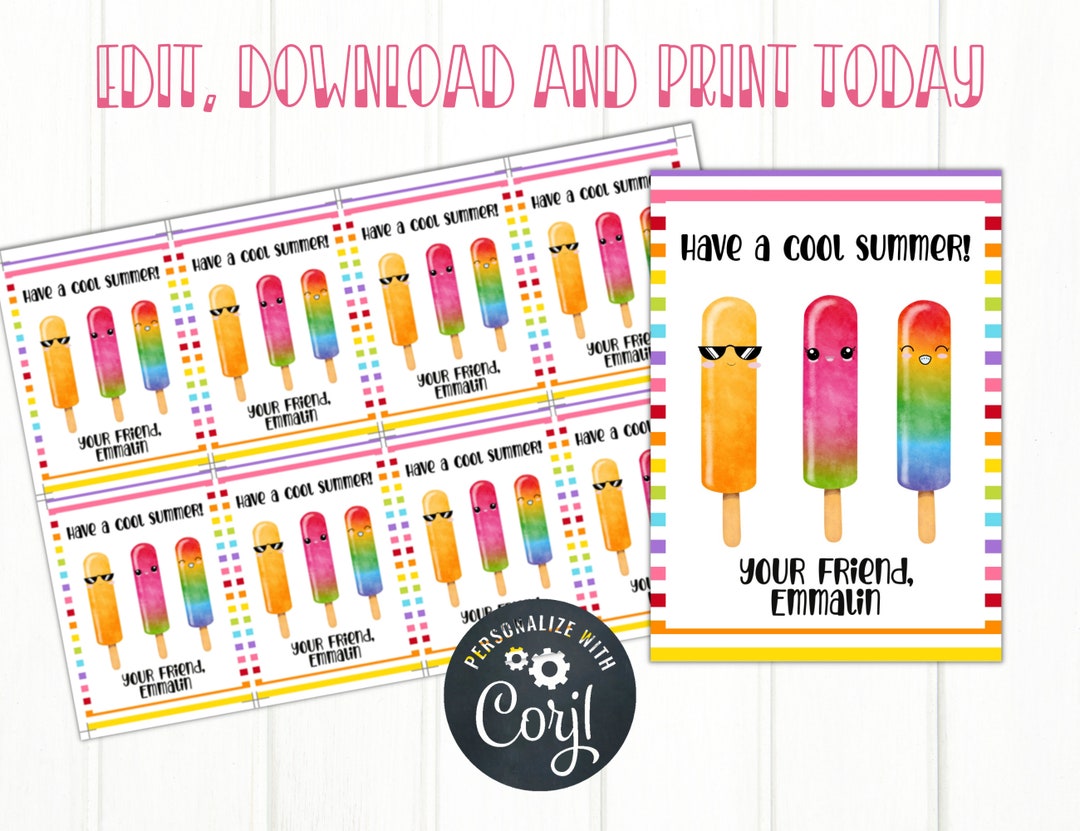 Editable End of Year Summer Tag, Have a Cool Summer - Etsy