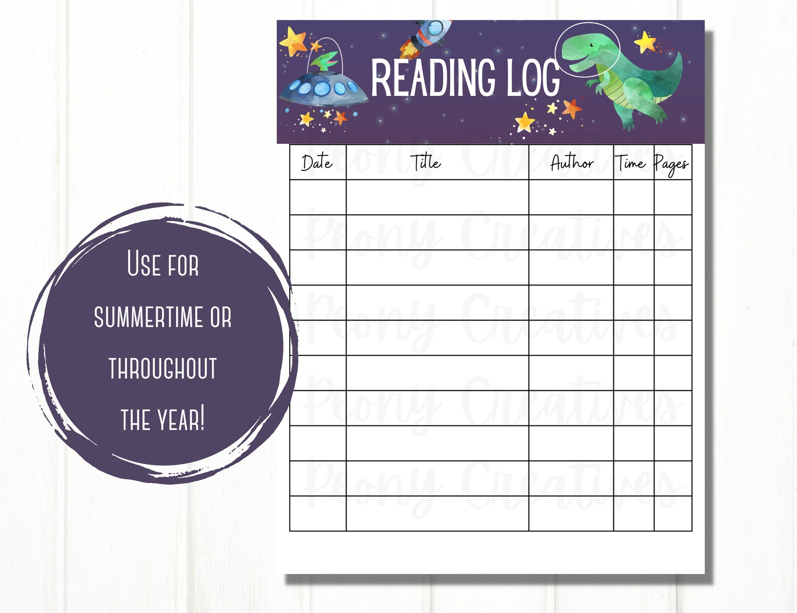Kids Dinosaur Reading Log Summer Reading Log Printable - Etsy