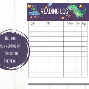 Kids Dinosaur Reading Log, Summer Reading Log | Printable, Homeschool ...