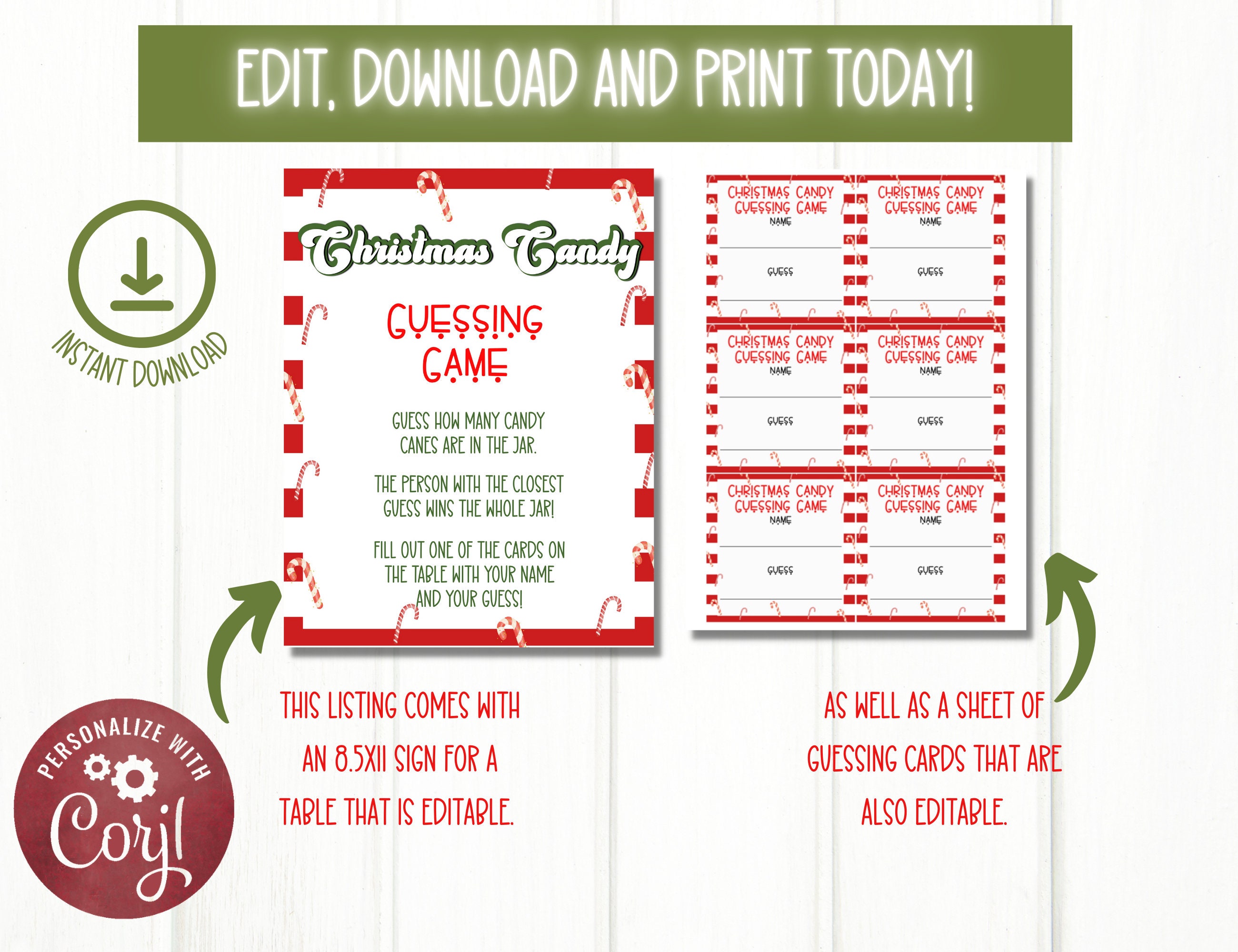 Editable Christmas Candy Guessing Game, Christmas Candy Guessing Game ...