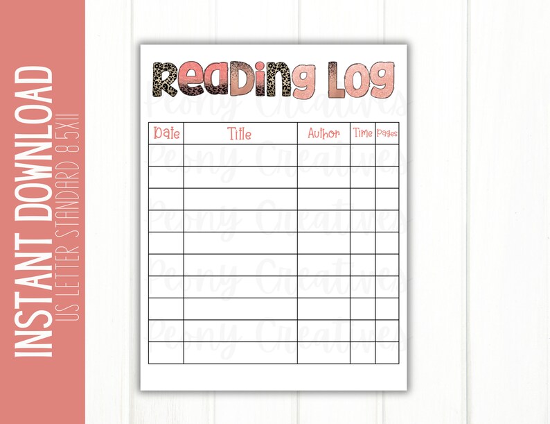 Kids Reading Log, Summer Reading Log, Printable, Homeschool Reading Log ...