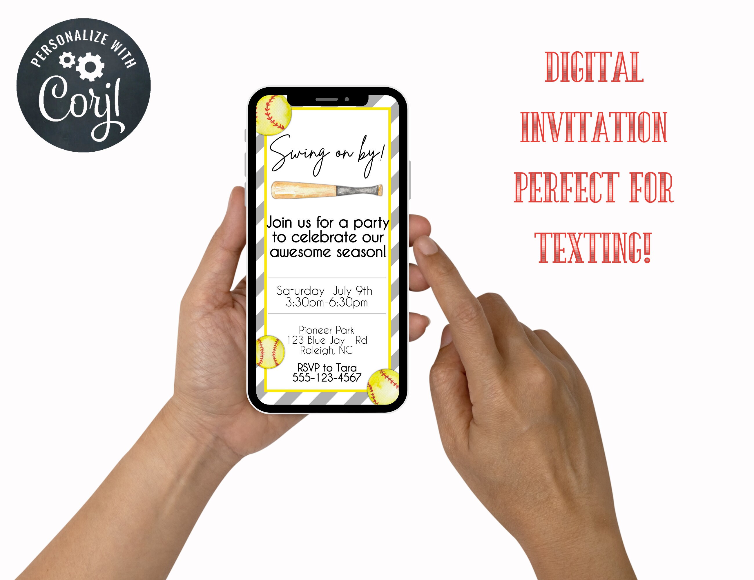 Editable DIGITAL Softball End of Season Invite, Softball Themed ...