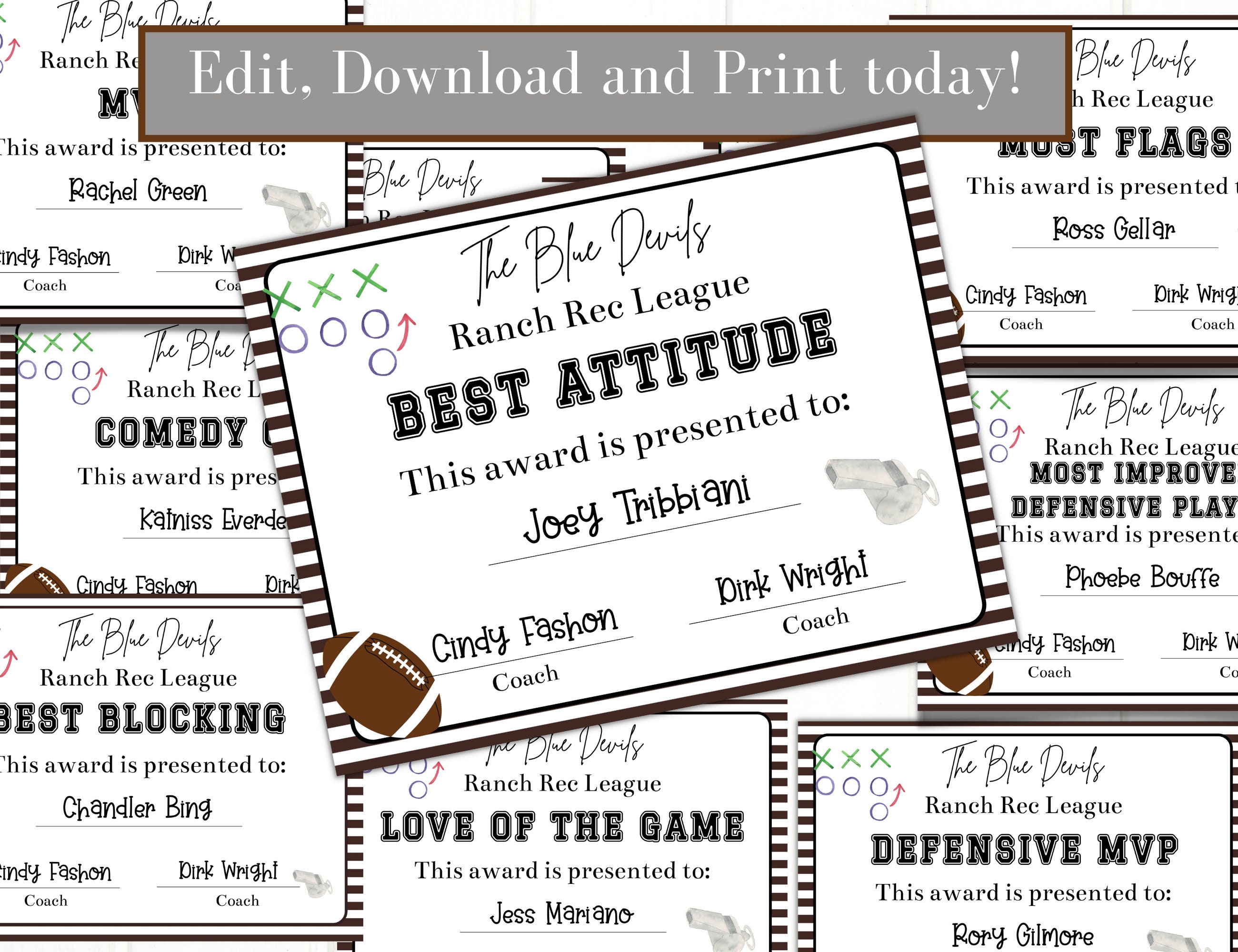 Editable Football Award Certificates, Football End of Season Awards - Etsy
