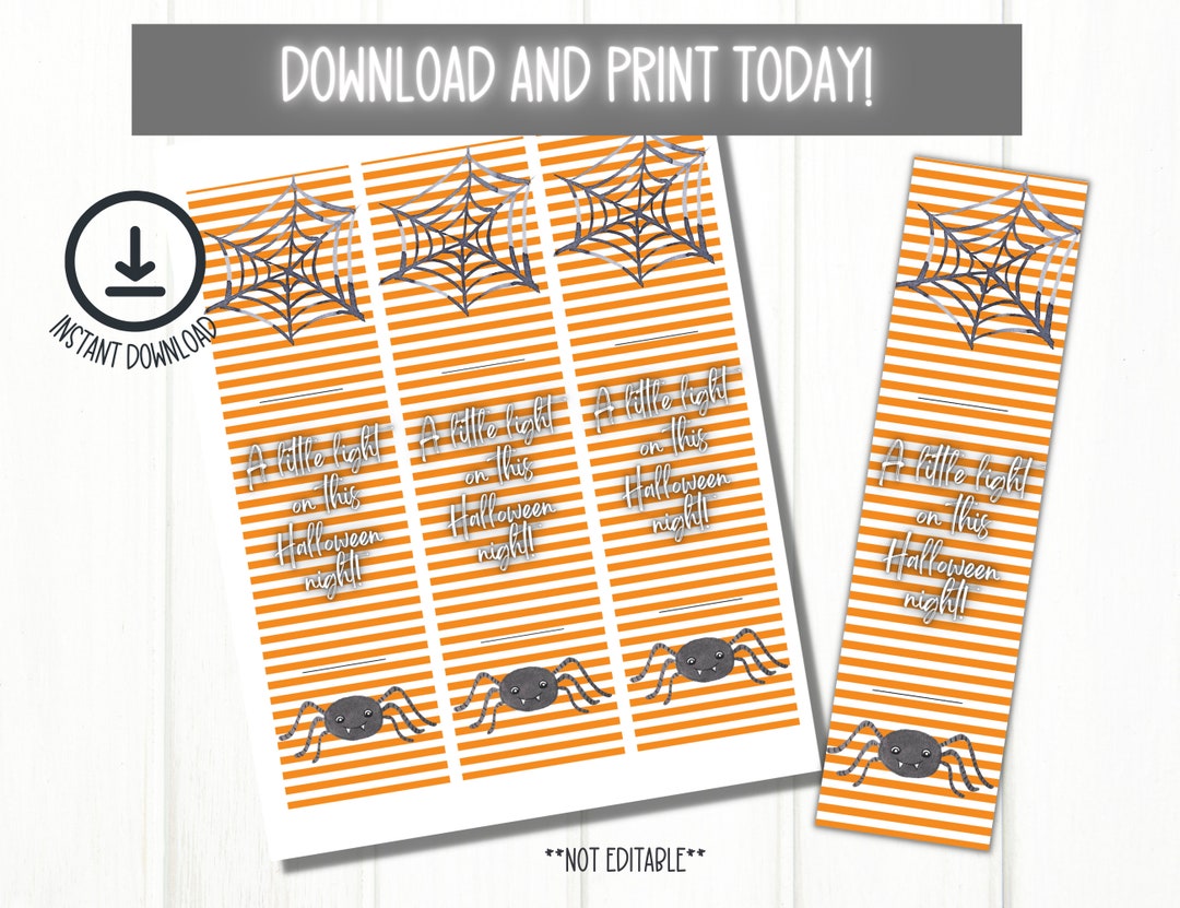 Printable Halloween Glowstick Tags, Glow Stick Holder, A Little Light ...