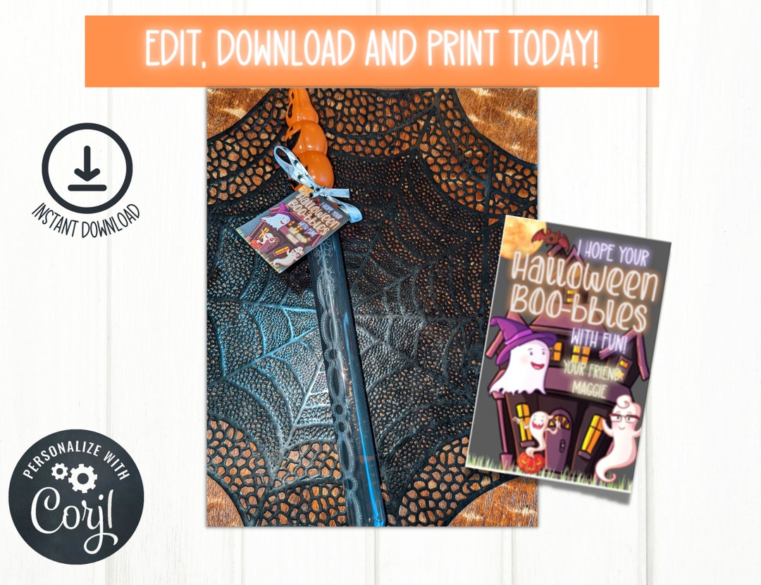 EDITABLE Halloween Bubble Tags, Non-candy Halloween, Non-candy Favor ...