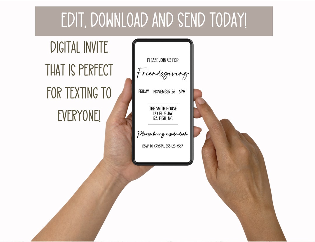 Editable Friendsgiving Digital Invitation, Text Invitation, Thankful AF ...