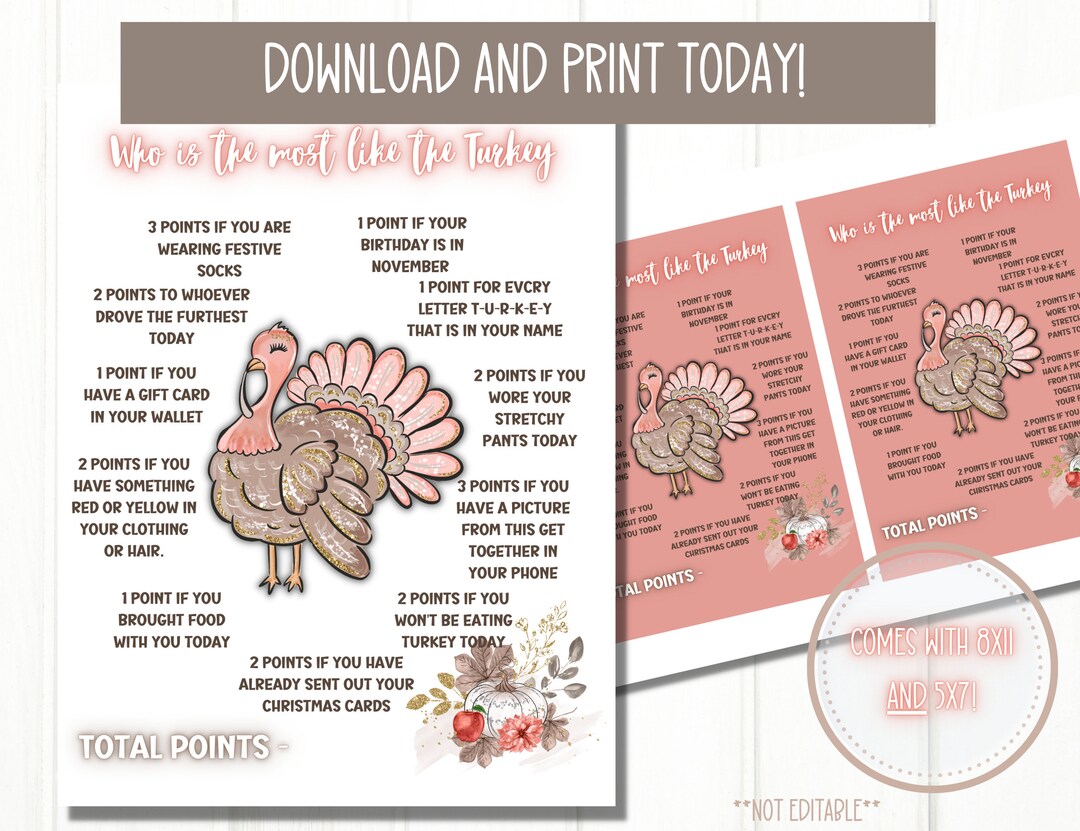 Printable Thanksgiving Game, Friendsgiving Printable Game, One Page ...