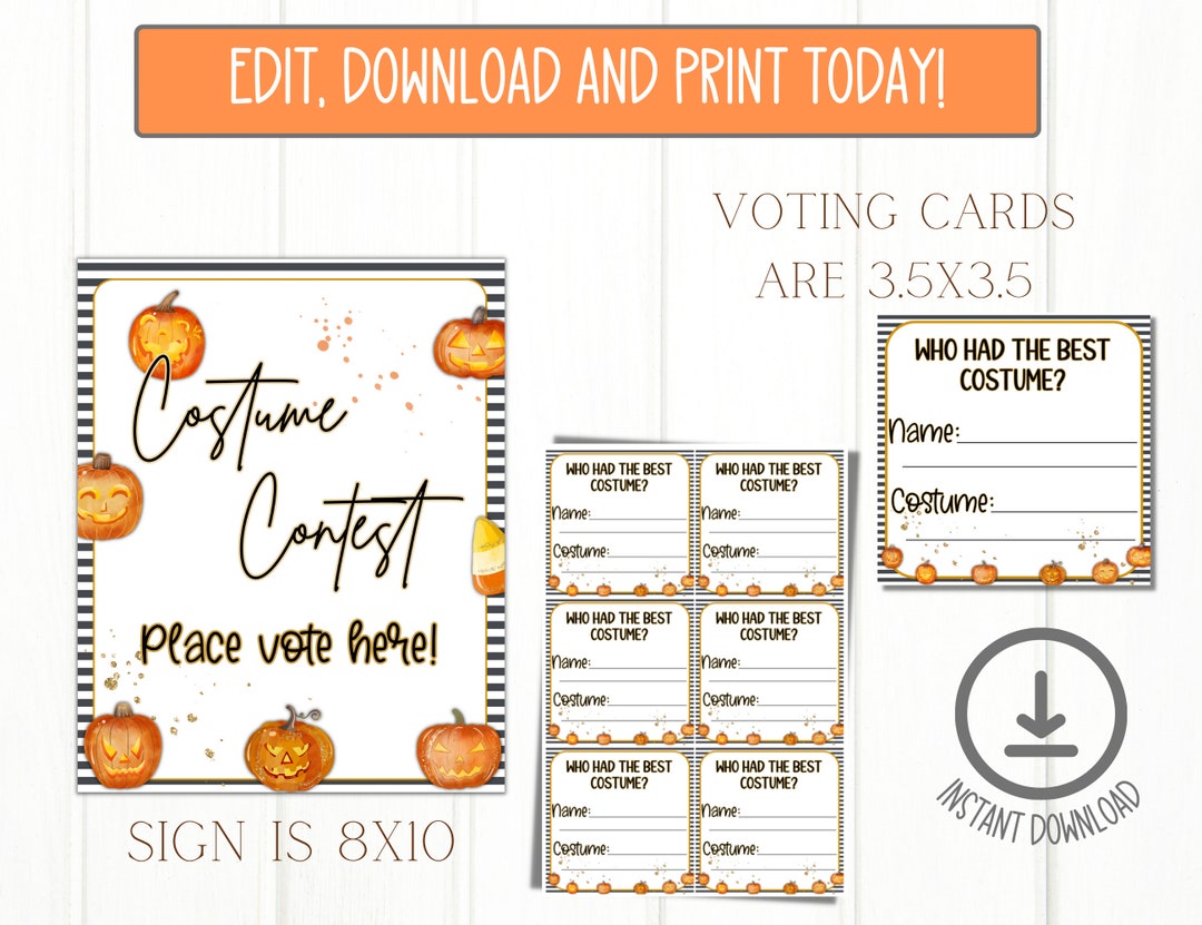 Costume Contest Sign and Voting Cards - Etsy