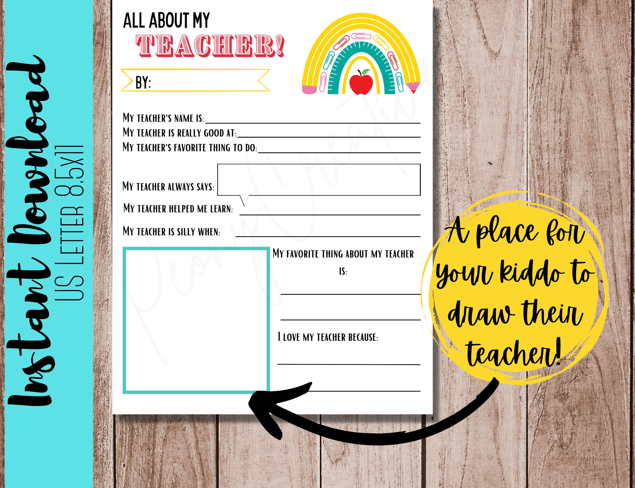 All About My Teacher | Teacher Appreciation Week | End of Year Teacher ...