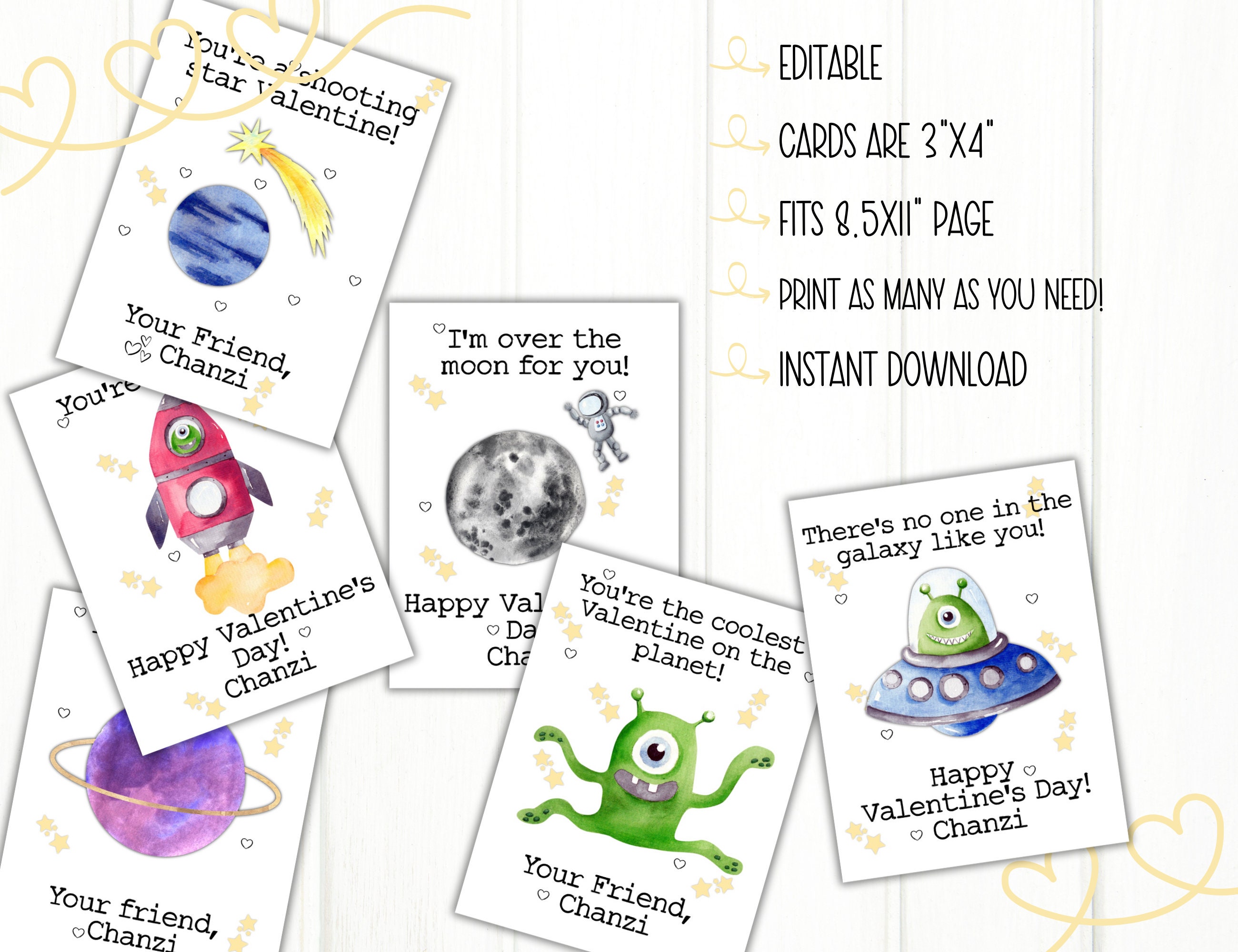 Editable Space Themed Valentines Day Card - Etsy