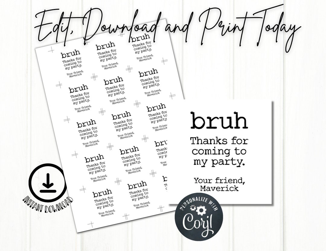 Bruh Birthday Tags, 2x2 Birthday Tags, Editable Birthday Tags - Etsy