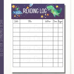 Kids Dinosaur Reading Log, Summer Reading Log | Printable, Homeschool ...