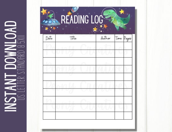 Kids Dinosaur Reading Log Summer Reading Log Printable | Etsy
